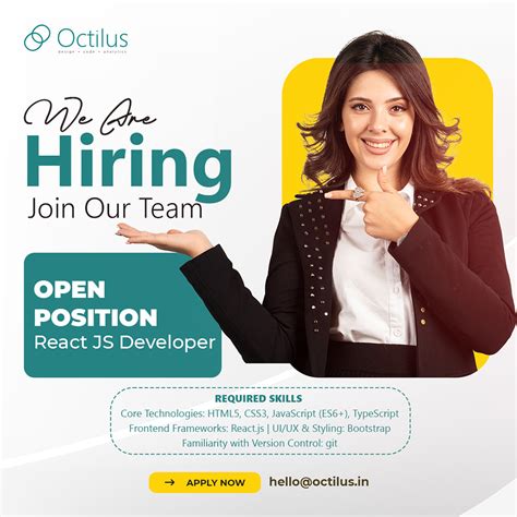 Octilus 🚀 We Are Hiring Remote React Js Developer 💻 Are You An Experienced React Js Developer