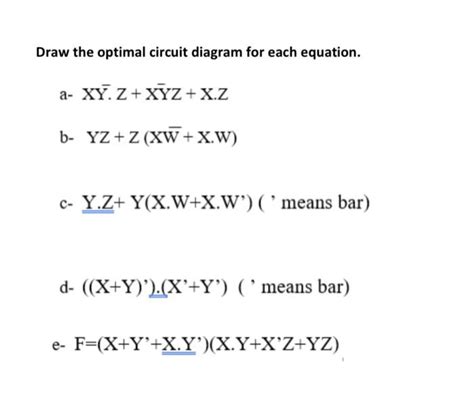 Solved Draw The Optimal Circuit Diagram For Each Equation