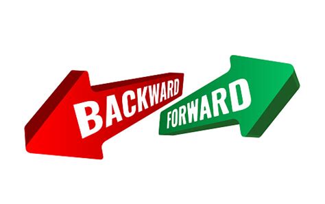 벡터 그림 녹색과 빨간색 화살표 단어와 함께 기호 뒤로 및 앞으로 간판에 대한 스톡 벡터 아트 및 기타 이미지 간판 개념 거리 Istock