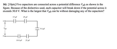 Solved Pts Five Capacitors Are Connected Across A Chegg Com