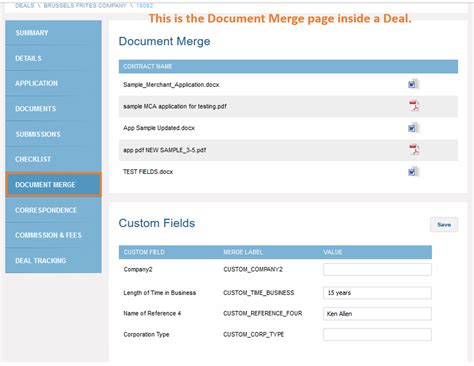 Mca Suite Custom Fields For Document Merge Mca Suite