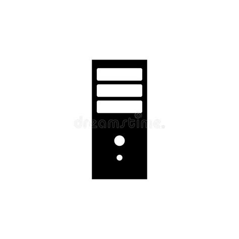 Computer Case Tower Pc System Case Solid Flat Vector Icon Isolated On White Background Stock
