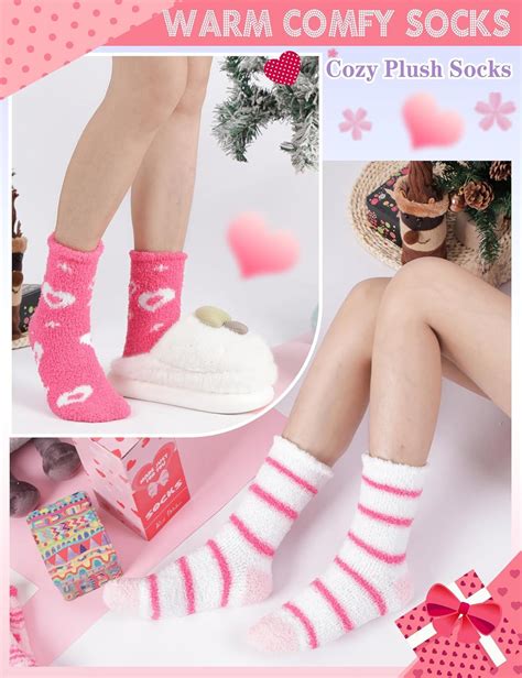 Moggei Women Fuzzy Fluffy Socks Thick Warm Winter Soft Cozy Plush Fleece Sleep Socks 5 Pairs