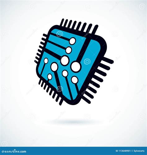 Vector Microchip Design Cpu Information Communication Technology Element Circuit Board In
