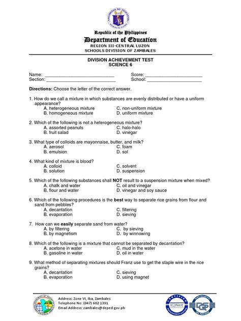 Dat Science 6 Final Pdf Planets Mixture