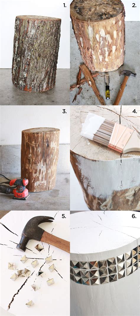 DIY Studded Tree Stump Side Table A Beautiful Mess