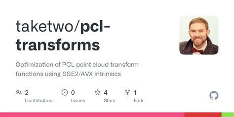 Github Taketwo Pcl Transforms Optimization Of Pcl Point Cloud Transform Functions Using Sse