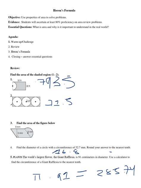 Herons Formula Activity Pdf