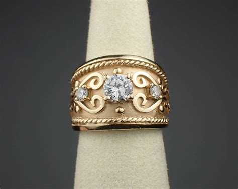 Lot Cubic Zirconia And 14k Yellow Gold Ring