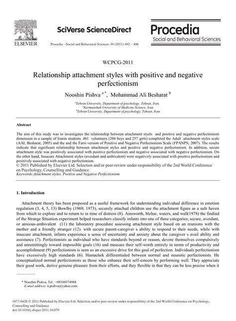 Pdf Relationship Attachment Styles With Positive And Negative