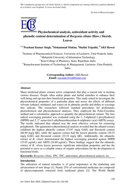 Pdf Physiochemical Analysis Antioxidant Activity And Phenolic Content Determination Of