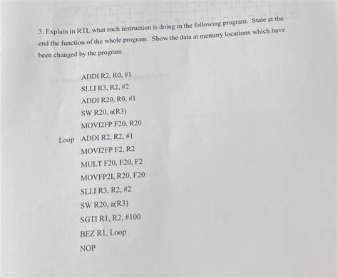 Solved 3 Explain In Rtl What Each Instruction Is Doing In