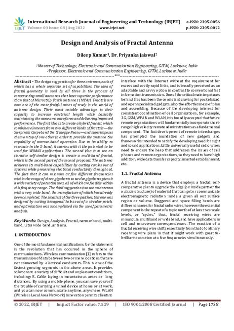 Pdf Design And Analysis Of Fractal Antenna