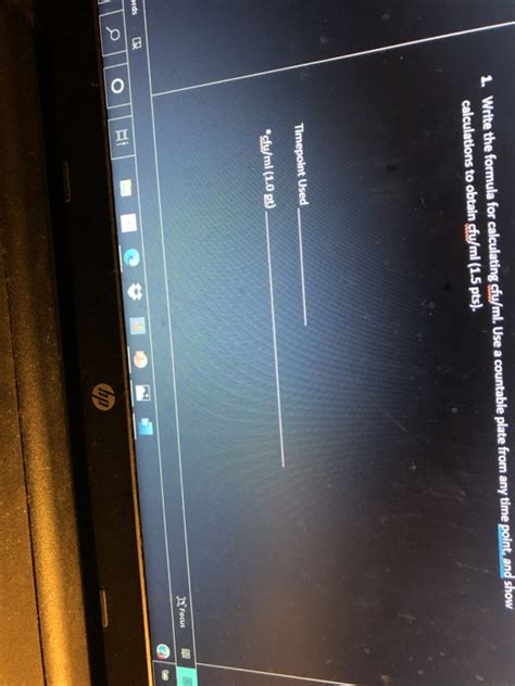 Solved 1 Write The Formula For Calculating Cfu Ml Use A Chegg Com