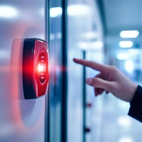 A Hand Reaches Out To Press A Red Emergency Button On A White Wall Premium Ai Generated Image