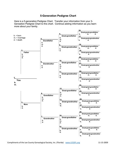 5 Generation Pedigree Chart Template