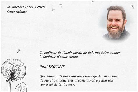 Votre Carte De Remerciement Fusain Fleurs Pissenlit