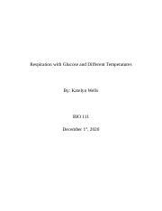 Respiration Lab Report Docx Respiration With Glucose And Different Temperatures By Katelyn