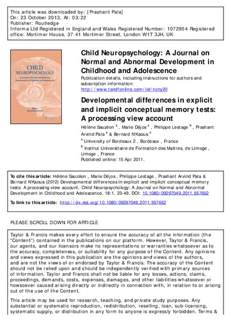 pdf developmental differences in explicit and implicit conceptual