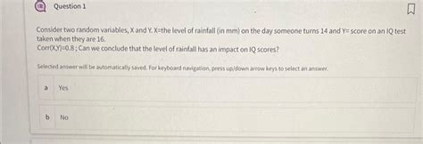 Solved Consider Two Random Variables X And Y X The Level