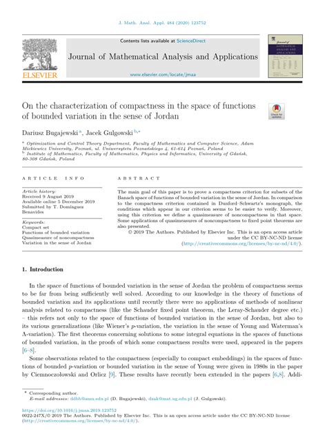 Pdf On The Characterization Of Compactness In The Space Of Functions