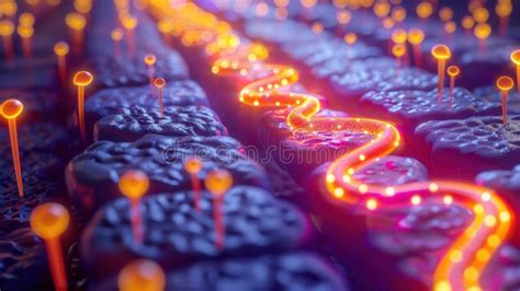 High Tech 3d Enzyme Protein Bond Visualization Glowing Vibrant