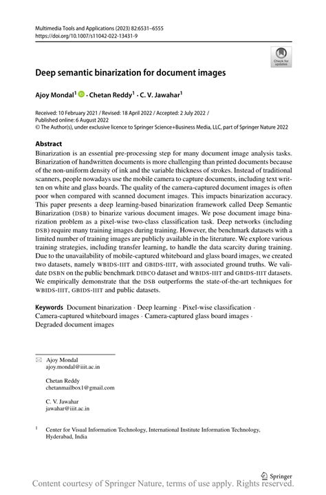 Deep Semantic Binarization For Document Images Request Pdf