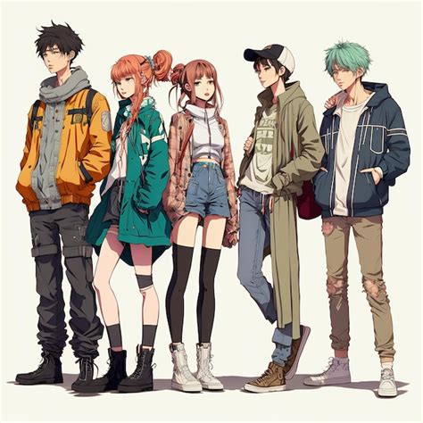 Premium Photo Group Of Young People In Anime Style Manga Girls And