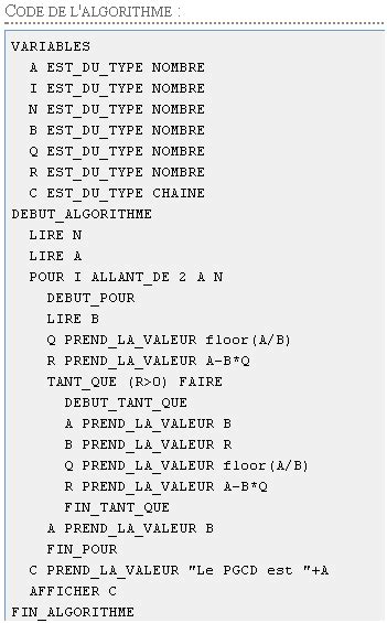 pgcd exercice de algorithmique et programmation thème transversal 430789