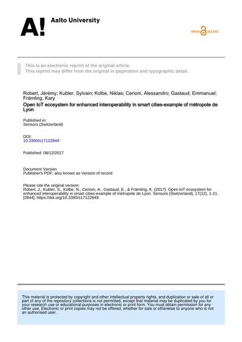 Pdf Open Iot Ecosystem For Enhanced Interoperability In … Sensors Article Open Iot Ecosystem