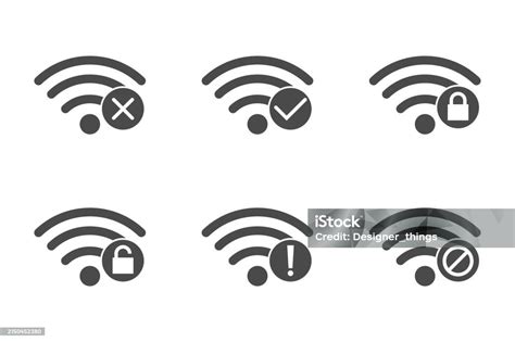 Signal Strength Wifi Icon Set Collection Wireless Connection Network Symbol Vector Stock