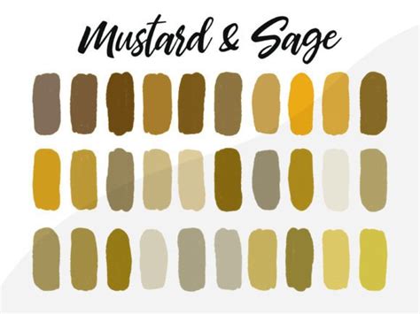Mustard Sage Procreate Color Palette Designs Graphics
