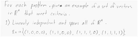 Answered For Each Problem Give An Example Of A Set Of Vectors In R That Meet Criteria And