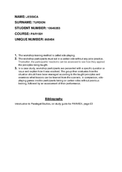 Par1501 Assignment 2 Name Jessica Surname Turdon Student Number