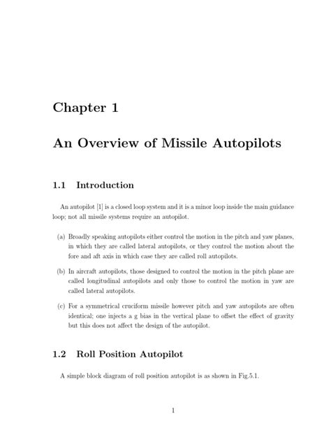 Missile Roll Autopilot Overview Pdf Rotation Around A Fixed Axis Flight Dynamics Fixed