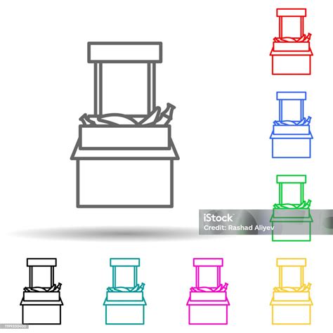 바나나 멀티 컬러 스타일 아이콘 카운터 Ui 및 Ux 웹 사이트 또는 모바일 응용 프로그램에 대한 간단한 얇은 라인 쇼핑몰 쇼핑 센터 아이콘의 개요 벡터 과일에 대한 스톡
