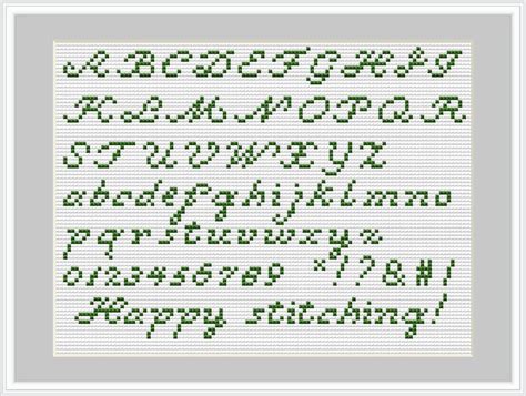 Cursive Font Cross Stitch Pattern Cursive Alphabet Hand Etsy