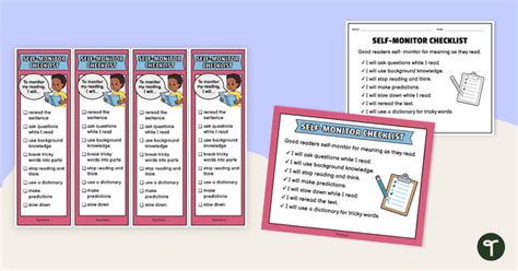 Self Monitoring Reading Checklist Bookmark Teach Starter