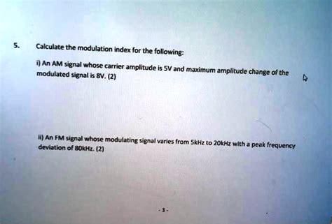 5 Calculate The Modulation Index For The Following I An Am Signal Whose Carrier Amplitude Is