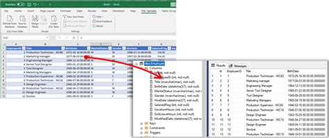 create sql server tables from within excel