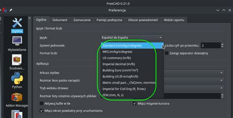 Freecad → Main Menu → Edit → Preferences General Unit System · Issue 220 · Freecad