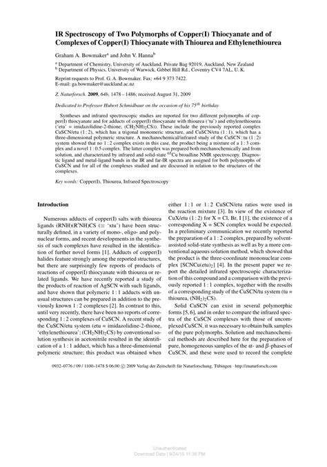 Pdf Ir Spectroscopy Of Two Polymorphs Of Copper I Thiocyanate And Of Complexes Ofcopper I