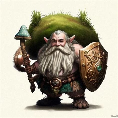 Ai Art Generator Dwarf Druid Spores Mushroom Wielding Club And Wooden
