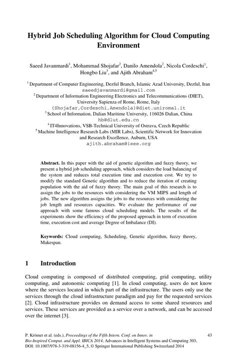 Pdf Hybrid Genetic Algorithm For Cloud Computing Applications