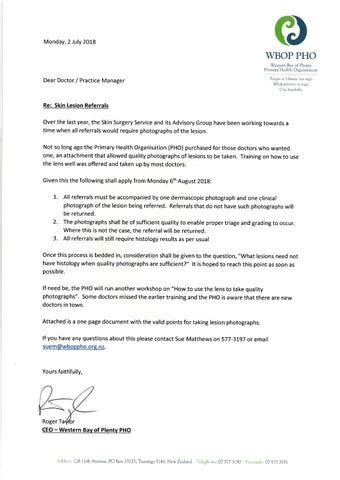 Letter To GPs Mandatory Photos July 2018 By WBOP PHO Issuu