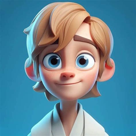 A Cartoon Character With Big Blue Eyes Wearing A White Shirt And Brown