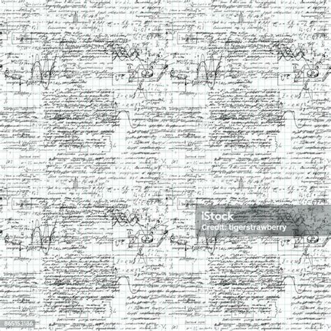 기하학 수학 물리학 전자 공학 과목 카피북 모눈 종이에 완벽 한 패턴입니다 수학 방정식 및 계산 끝 없는 손 글 흰색 배경입니다 각도에 대한 스톡 벡터 아트 및 기타 이미지