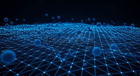 Network Connectivity A Digital Grid Connecting Blue Spheres Representing Data Technology And