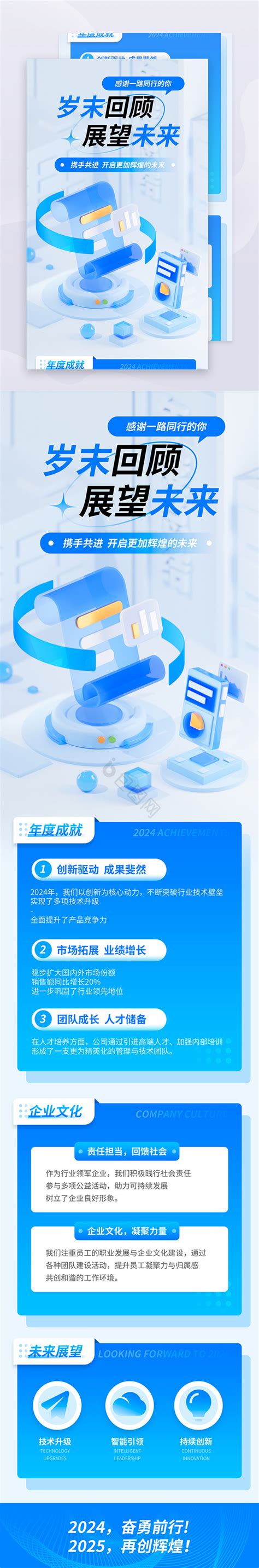 科技公司年终总结报告h5长图 包图网
