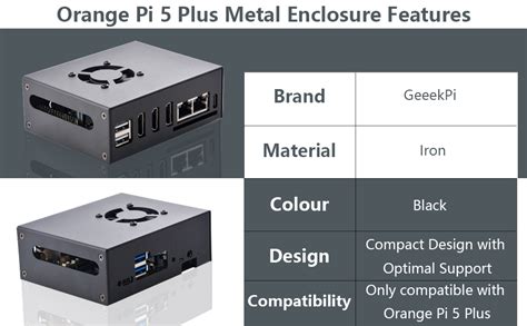 Geeekpi Orange Pi 5 Plus Case With Fan Orange Pi 5 Plus Metal Case With 40 Mm Fan 4 X